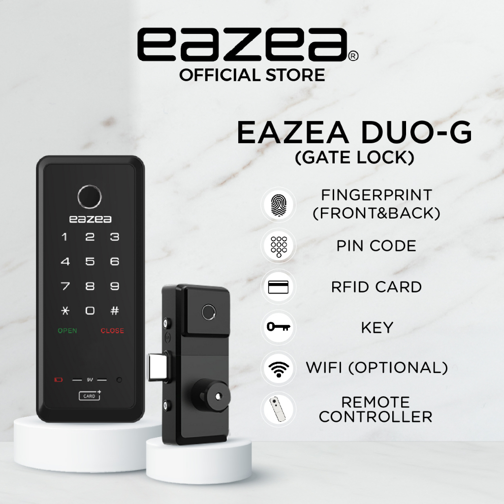EAZEA Duo-G Digital Gate Lock | 5 IN 1 | PIN Code, RFID Access, Dual ...