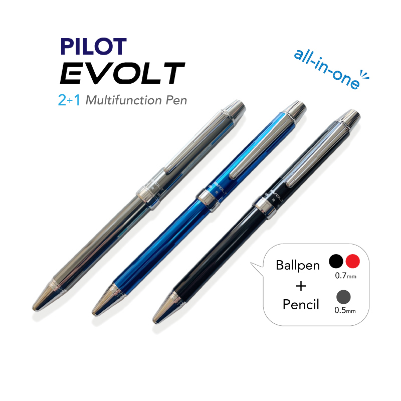 PILOT EVOLT Multi-Function Ballpoint Pen (Ballpen) Black and Red 0.7 mm + Mechanical Pencil 0.5 ...