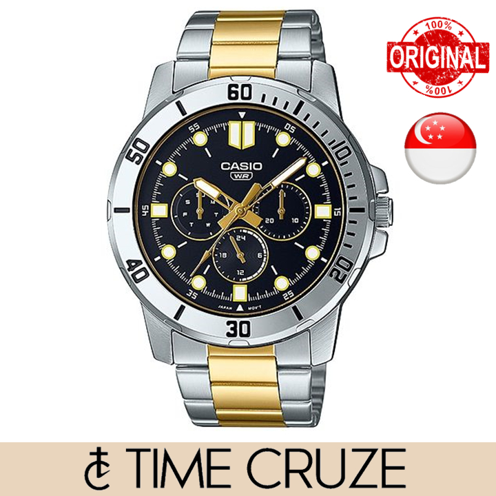 [Time Cruze] Casio MTP-VD300 Diver Style Two Tone Stainless Steel Black ...