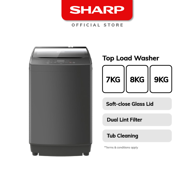 SHARP 7KG l 8KG l 9KG Top Load Washer ES-G70G|ES-G80G|ES-G90G l (3 ...