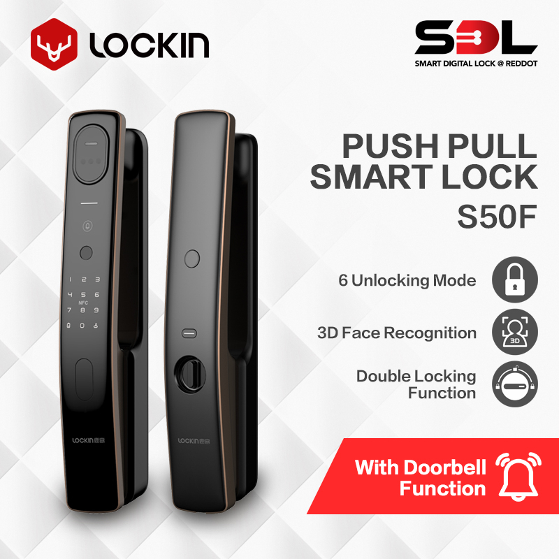 LOCKIN S50F Push Pull Digital | Lock Viewer Door Bell I Finger Print I ...