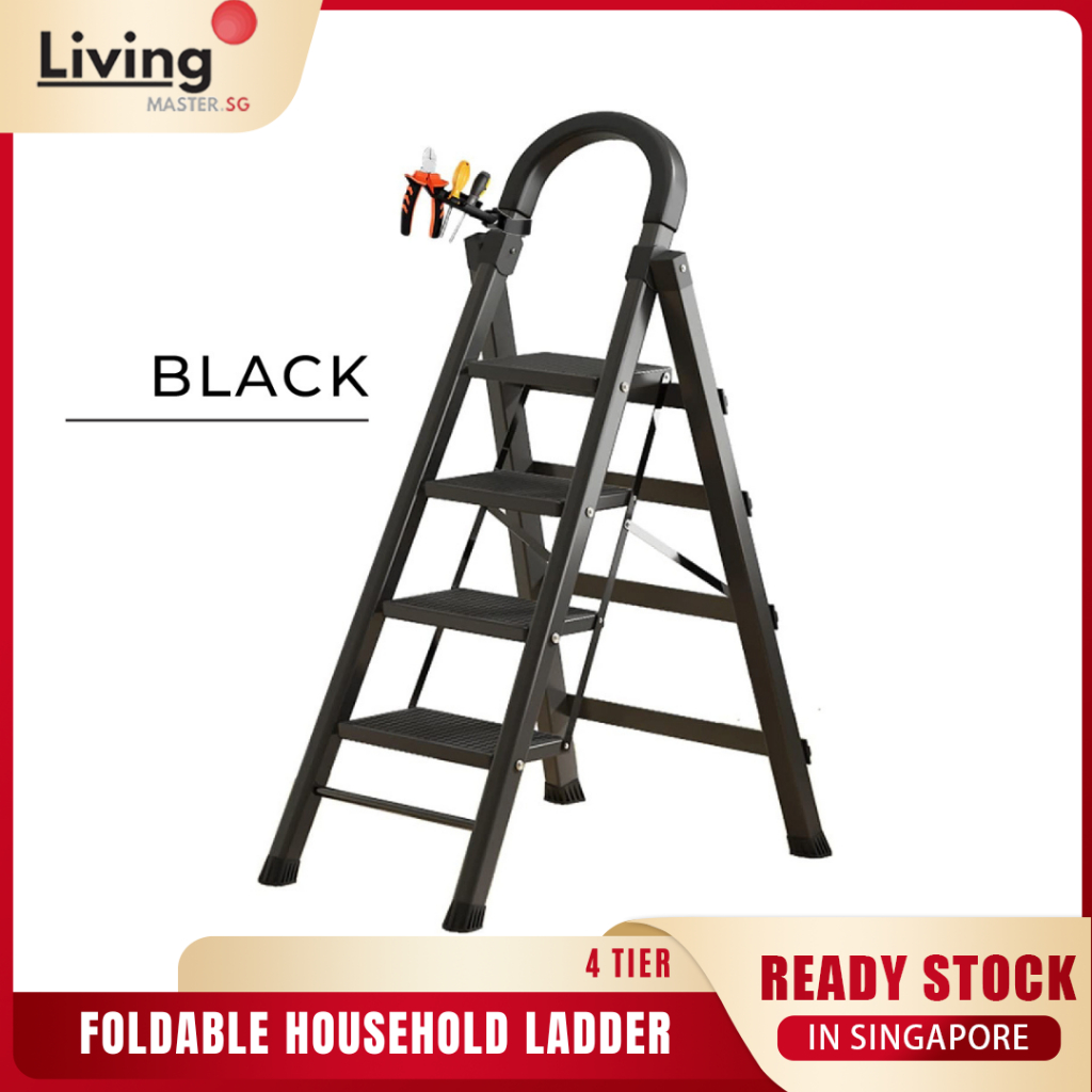 Stool Step Foldable Ladder - 4 Tier Household Office Ladders ...