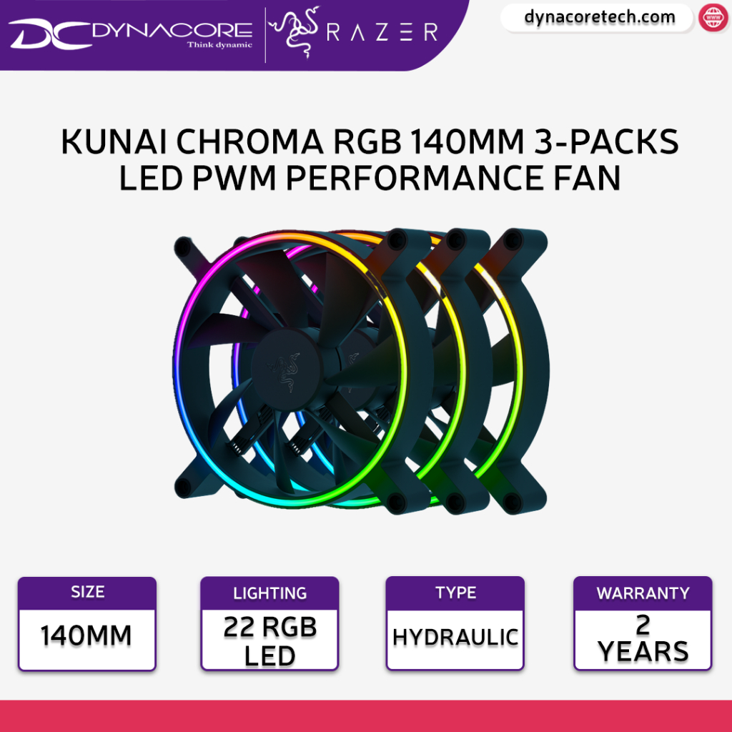 Razer Kunai Chroma RGB 140MM LED PWM Performance Fan - 3 Fans - RC21 ...