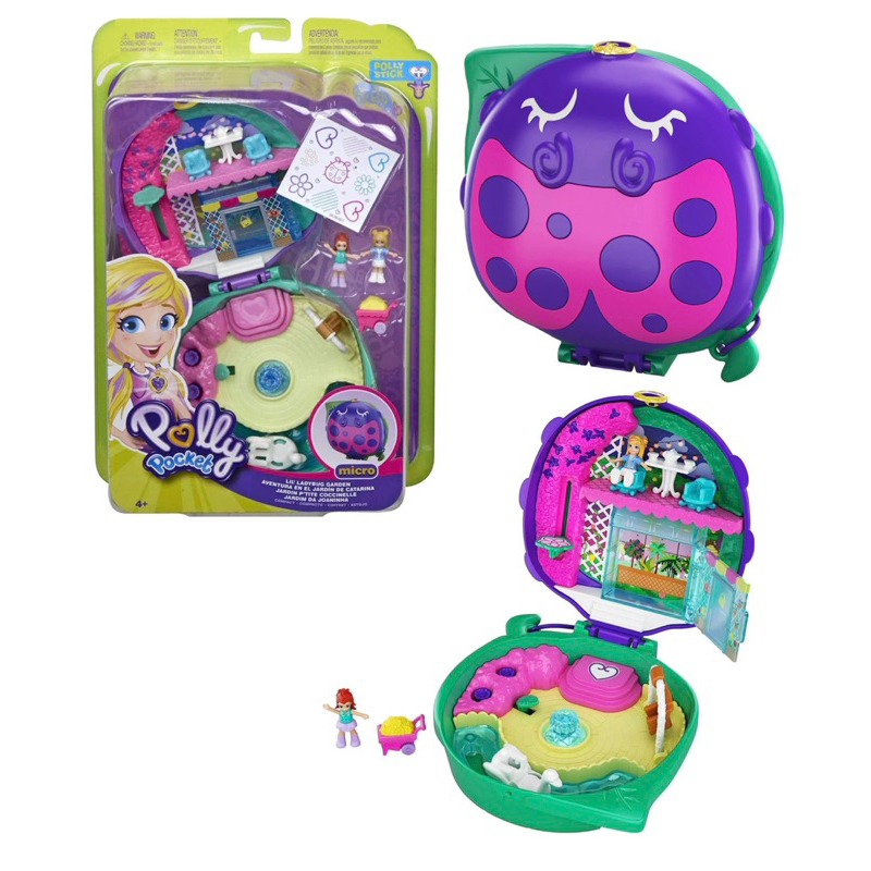 Polly Pocket Pocket World Ladybug Garden Compact with Fun Reveals,Micro ...