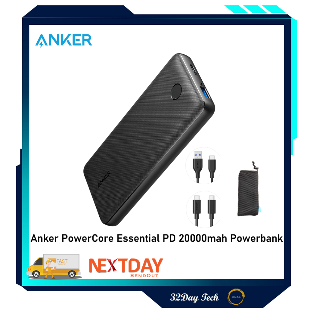 【New 20W】Anker PowerCore Essential PD 20000mah Powerbank PD20W USB-C ...