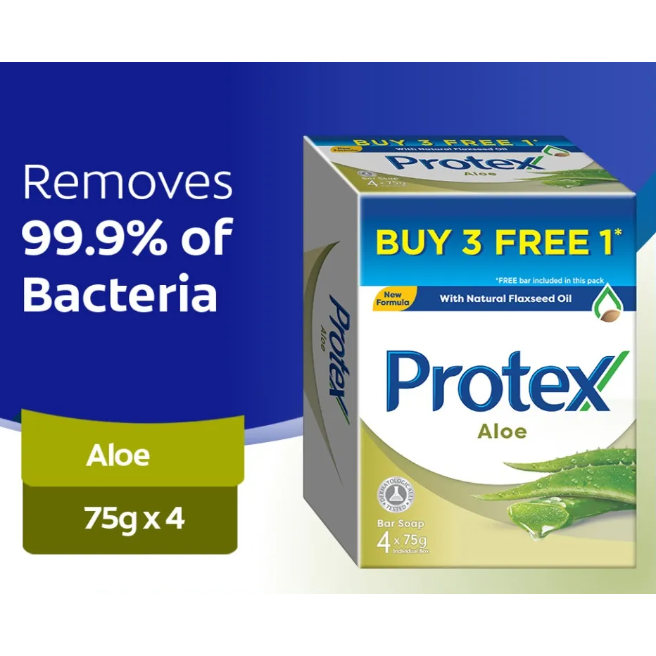Protex Aloe Antibacterial Bar Soap - 75g(Pack of 4) | Shopee Singapore