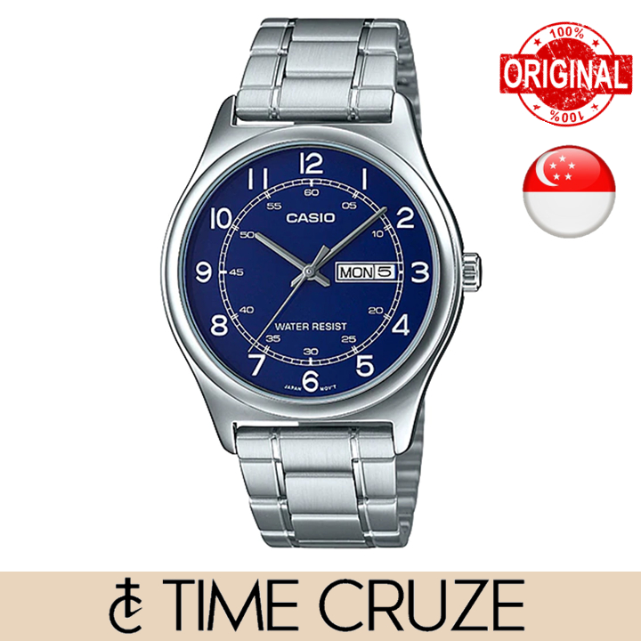 [Time Cruze] Casio MTP-V006 Analog Blue Dial Stainless Steel Men Watch MTP-V006D-2B MTP-V006D ...