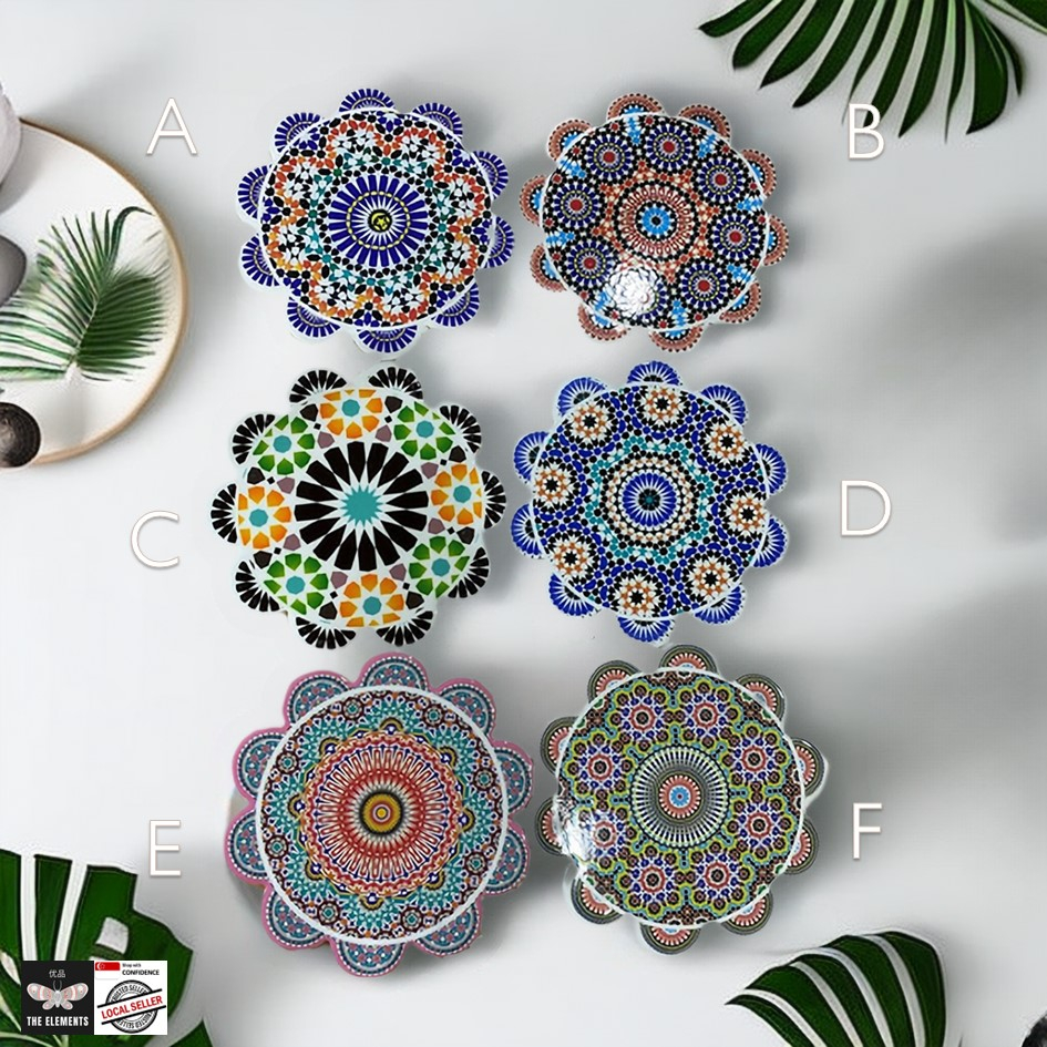 Fast Dry Heat Resistant Bohemian Style Good Quality Ceramic Coaster Set ...