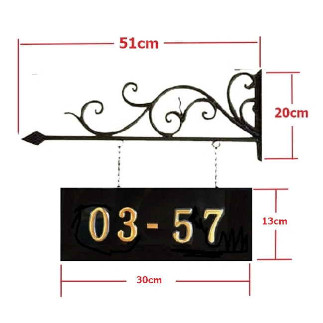Hanging House Number Plaque, House Unit Number Plate including iron art ...