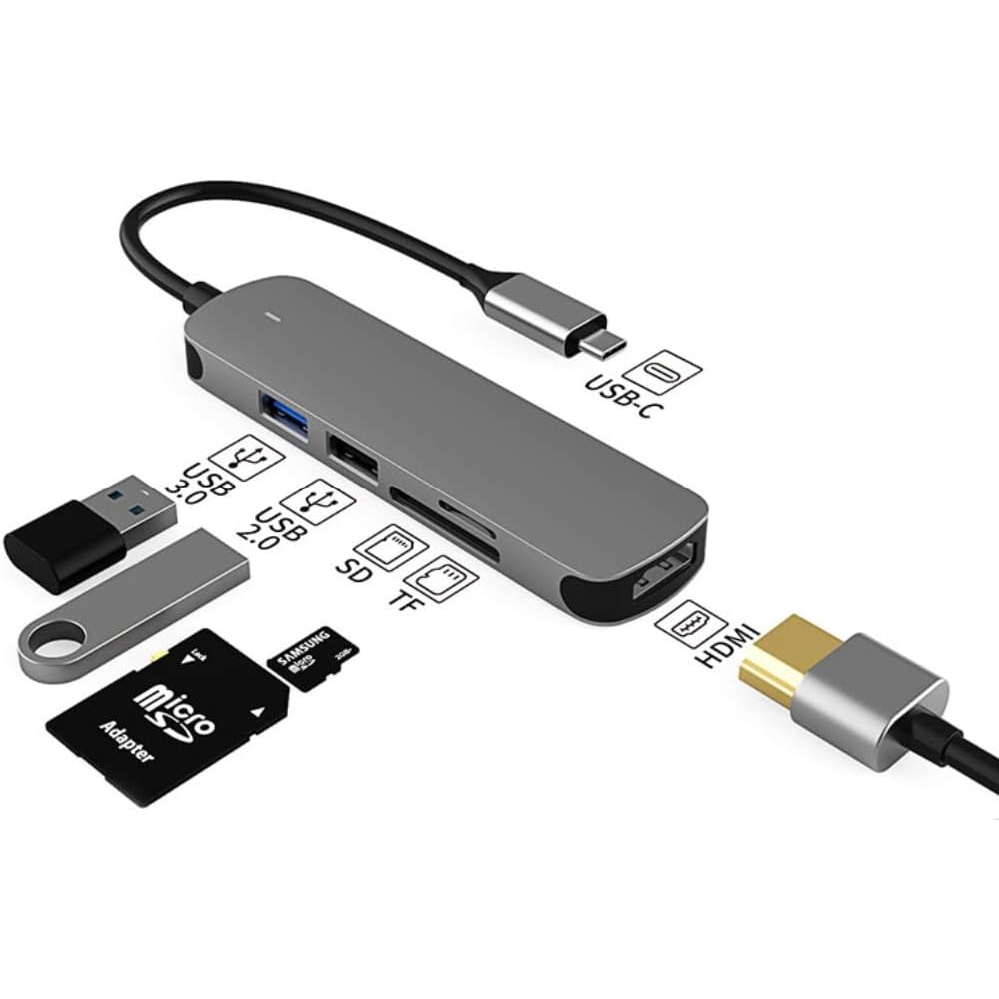 5 in 1 USB c to hdmi Female with 4K HDMI and SD/microSD Card Reader ...
