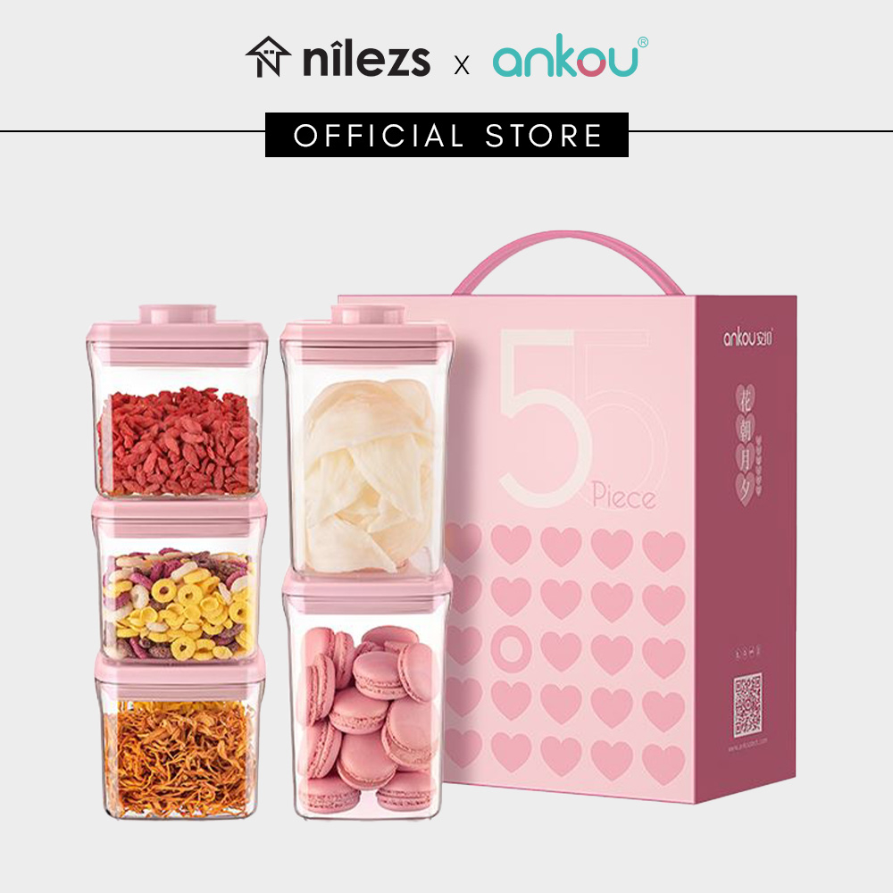 Ankou 4pcs/5pcs/7pcs Pink Airtight Food Container, Stackable Food ...