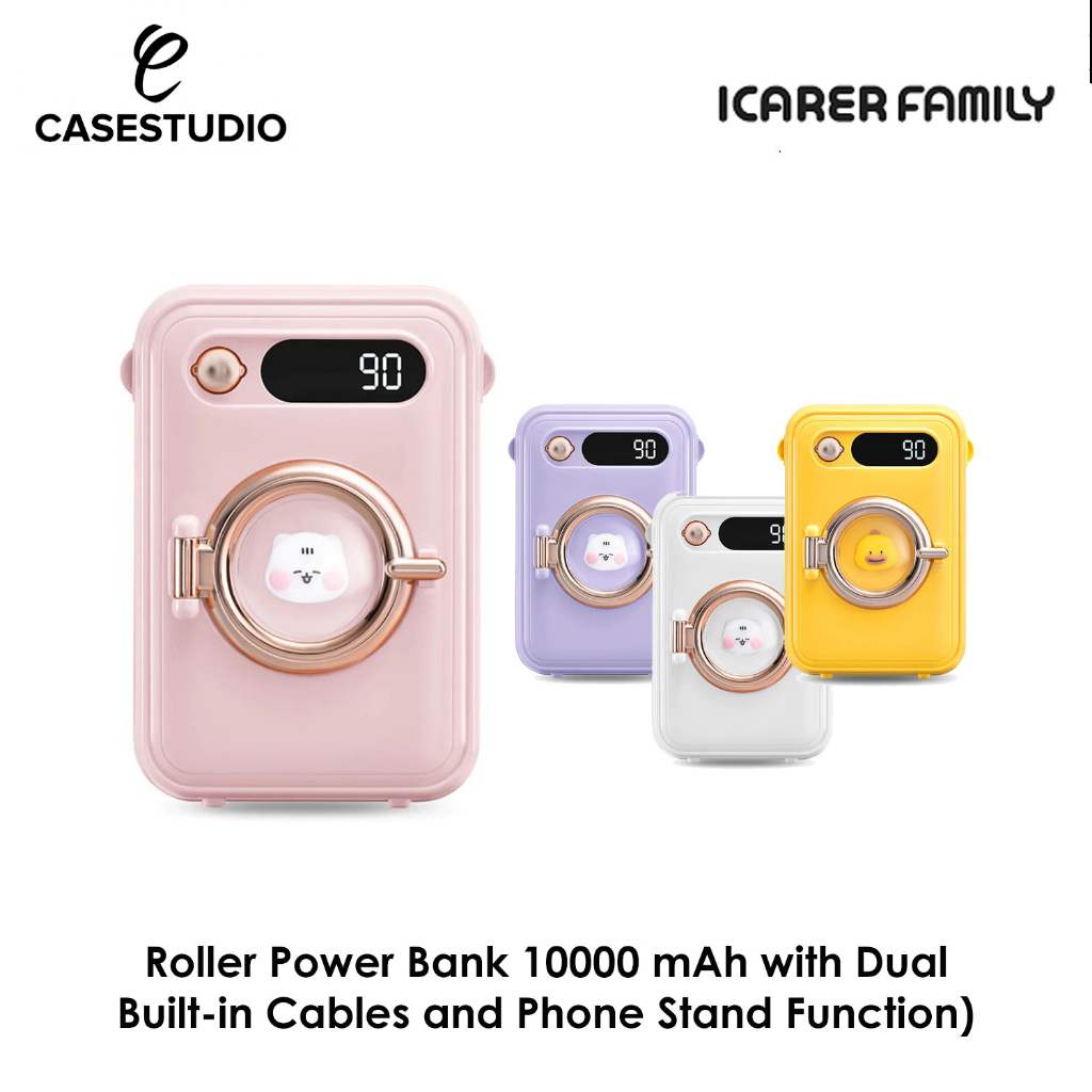 iCarer Family® Roller Power Bank 10000 mAh with Dual Built-in Cables ...