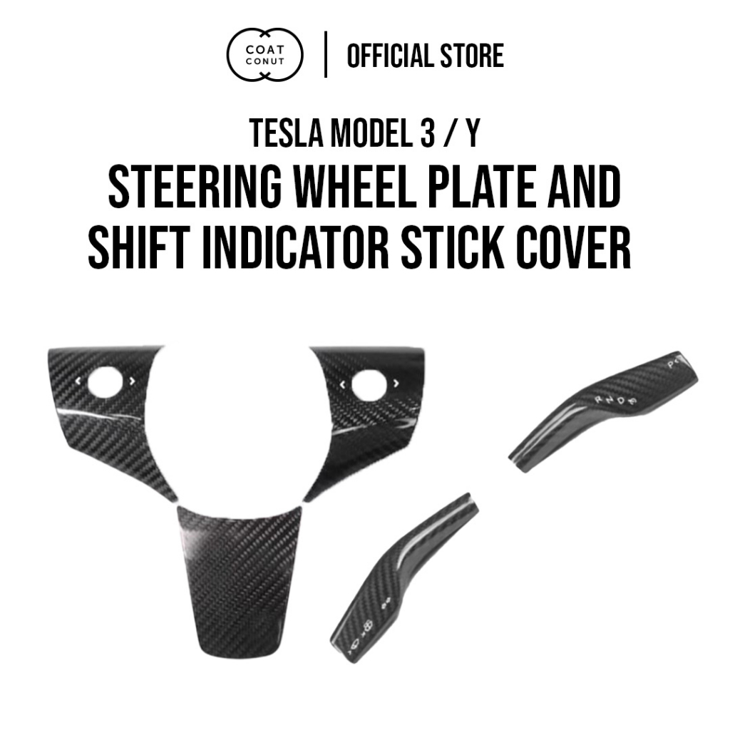 Tesla Model 3 and Model Y Steering Wheel Plate and Shift Stick Covers ...