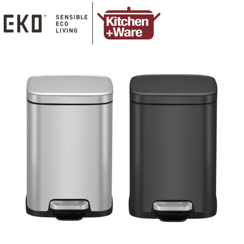 EKO Stella Stainless Steel Rectangle Step Bin With Soft Closing Lid 9L ...