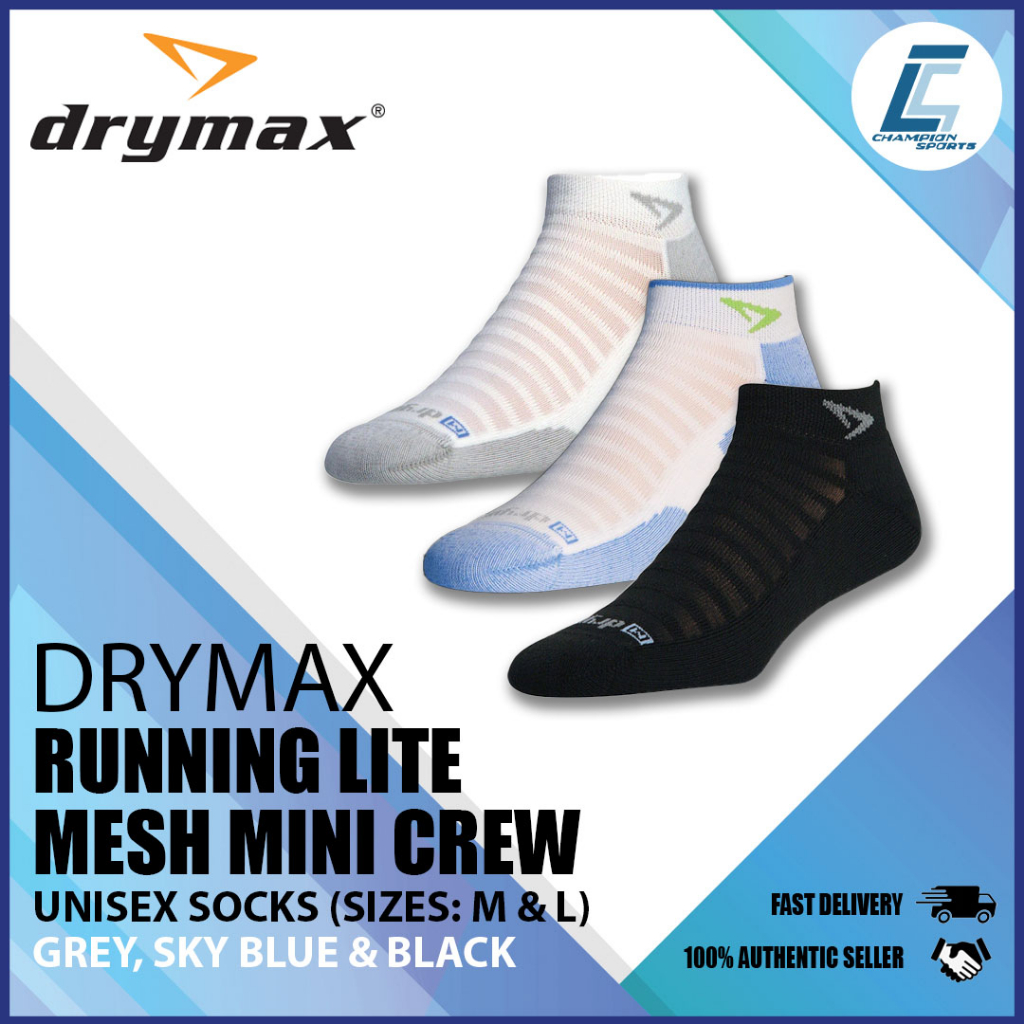 Drymax Unisex Running Lite Mesh Mini Crew Socks (10433/10722/12353) (AR ...
