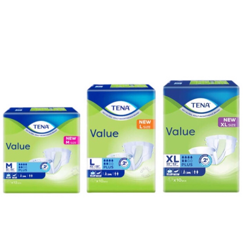 TENA Value Adult Tape Diapers / M10,M11,L9,L8 & XL8 | Shopee Singapore