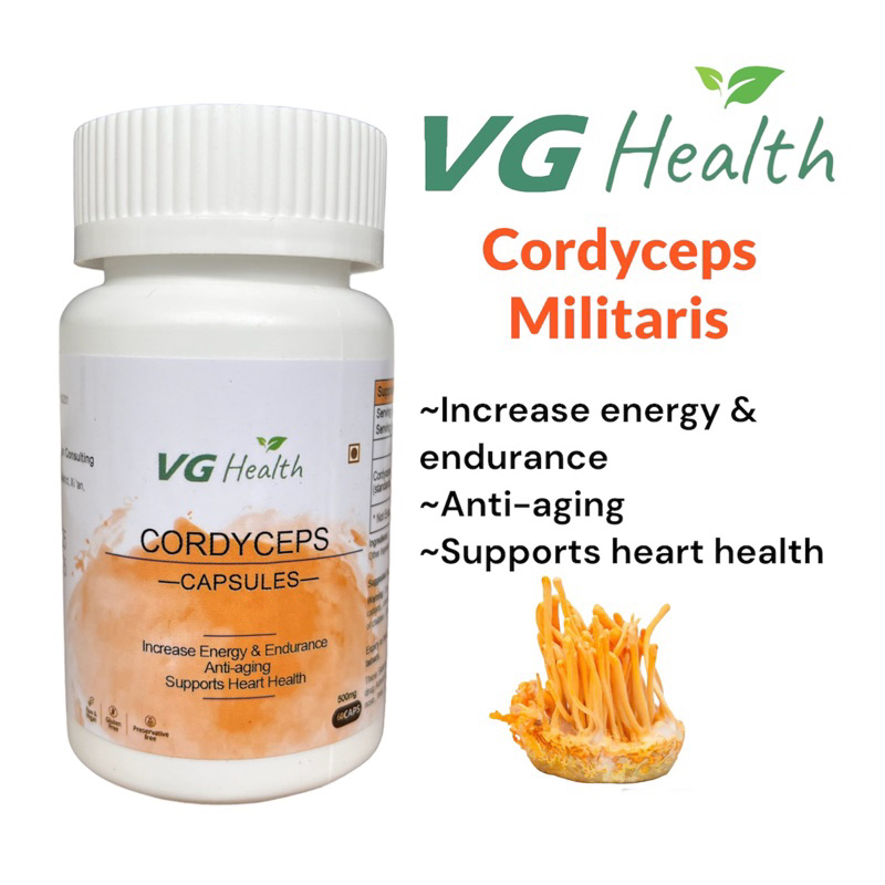 VG Health, Cordyceps Militaris, 500mg x 60 veg capsules | Shopee Singapore