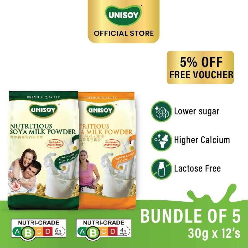 [8.8 MEGA] Bundle 5 UNISOY Nutritious Soy Milk Powder - No Cane Sugar ...