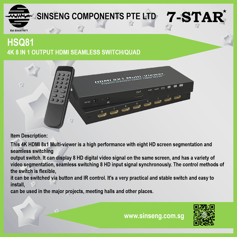 4K 8 IN 1 OUTPUT HDMI SEAMLESS Switcher SWITCH/QUAD/Splitter [Model No ...