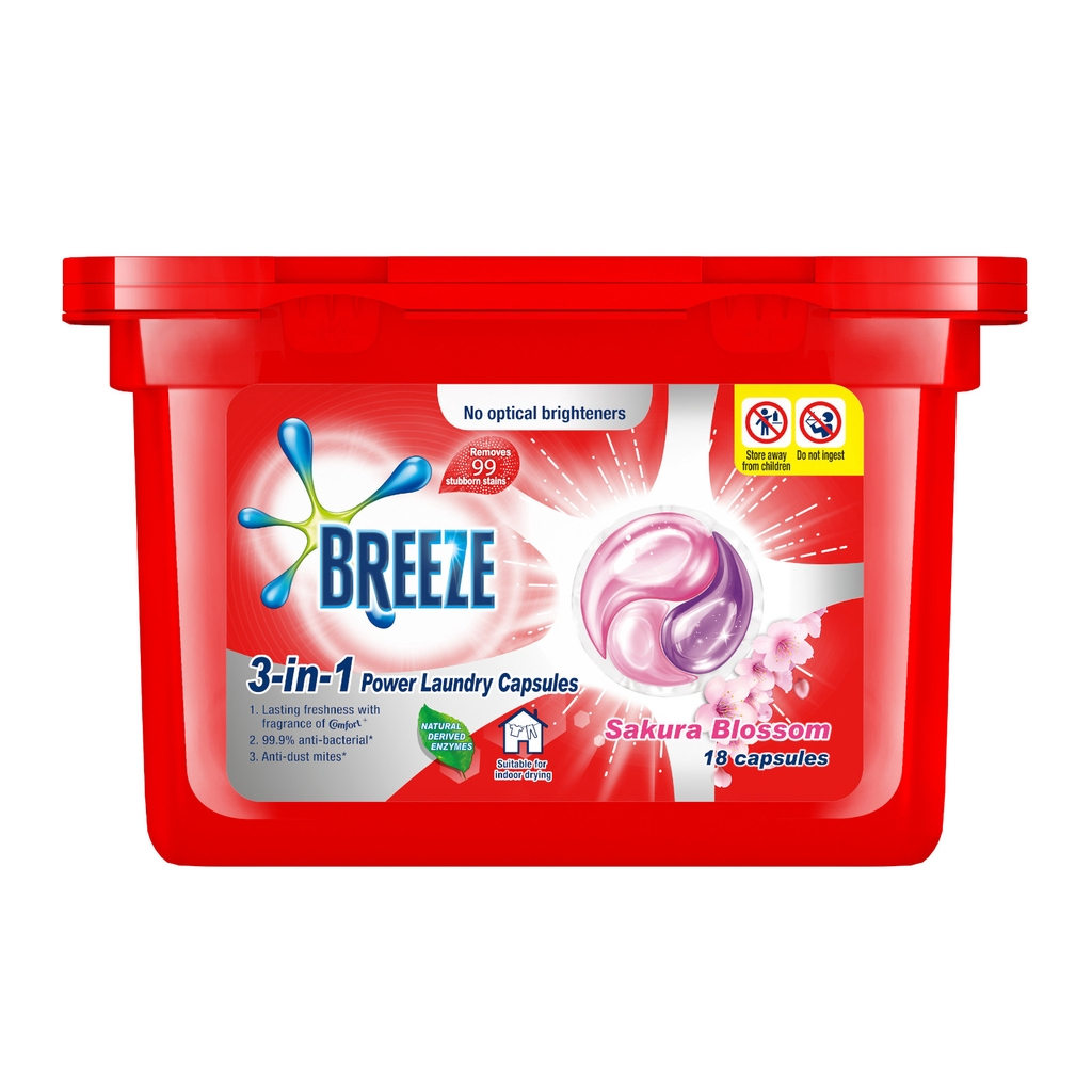 Breeze 3in1 5in1 Power Laundry Capsules 18pcs/40pcs - Sakura Blossom ...