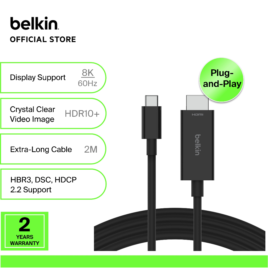 Belkin AVC012bt2MBK Connect USB-C to HDMI Cable (laptop, macbook ...