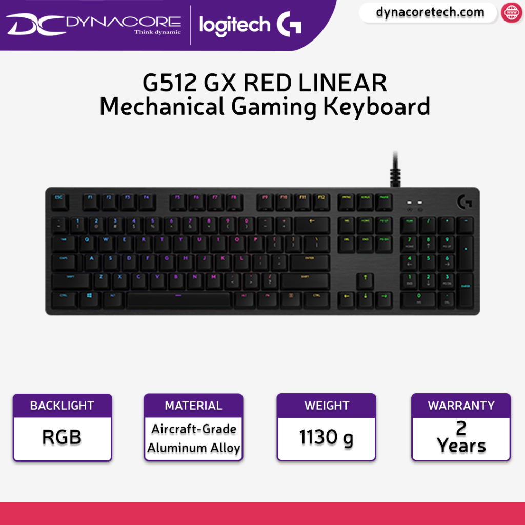 Logitech G512 CARBON LIGHTSYNC RGB Linear GX Red Mechanical Gaming ...