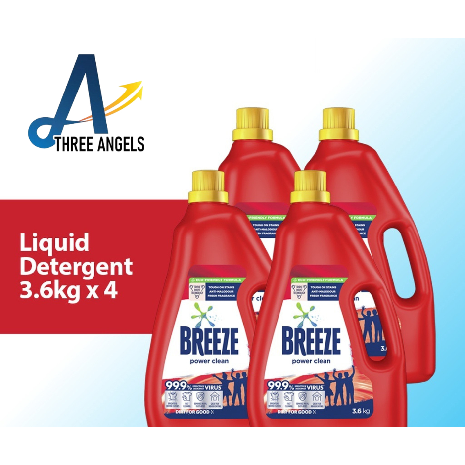 (Bundle of 4) Breeze Liquid Detergent - Power Clean 3.6kg | Shopee ...
