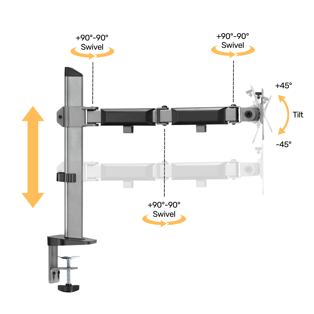 the Aryl™ Deluxe Monitor Desk Stand Mount, Fully Adjustable, Tilt ...