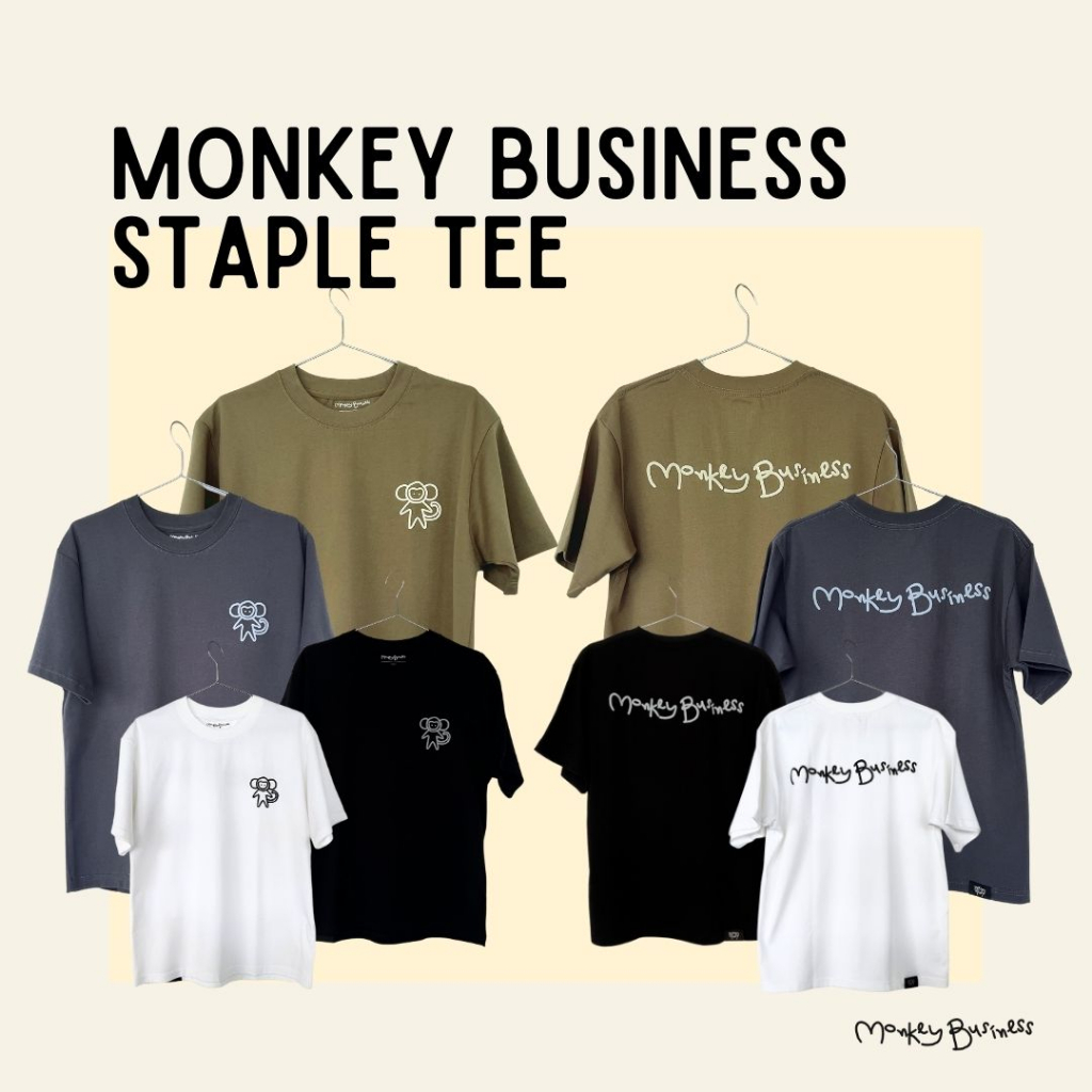 Monkey Business | Staple Tee | Puff print | 4 colours | Shopee Singapore