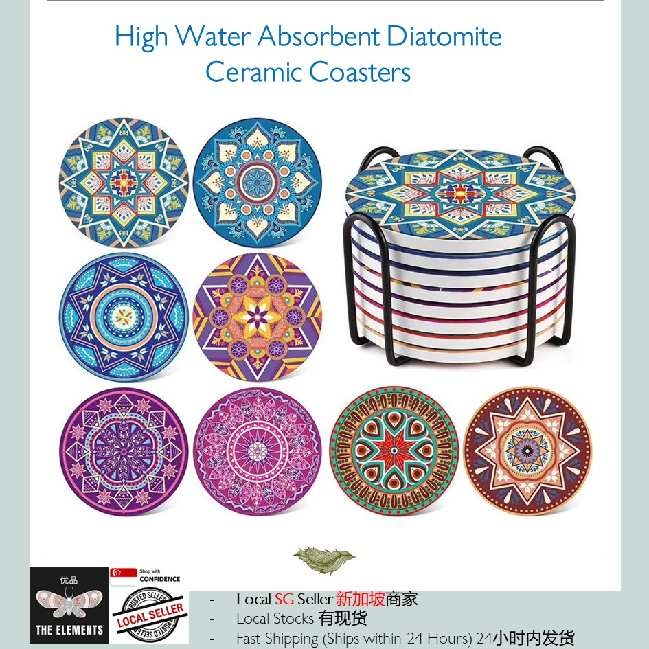 Beautiful Water Absorbent Heat Resistant Ceramic Diatomite Coaster Gift ...