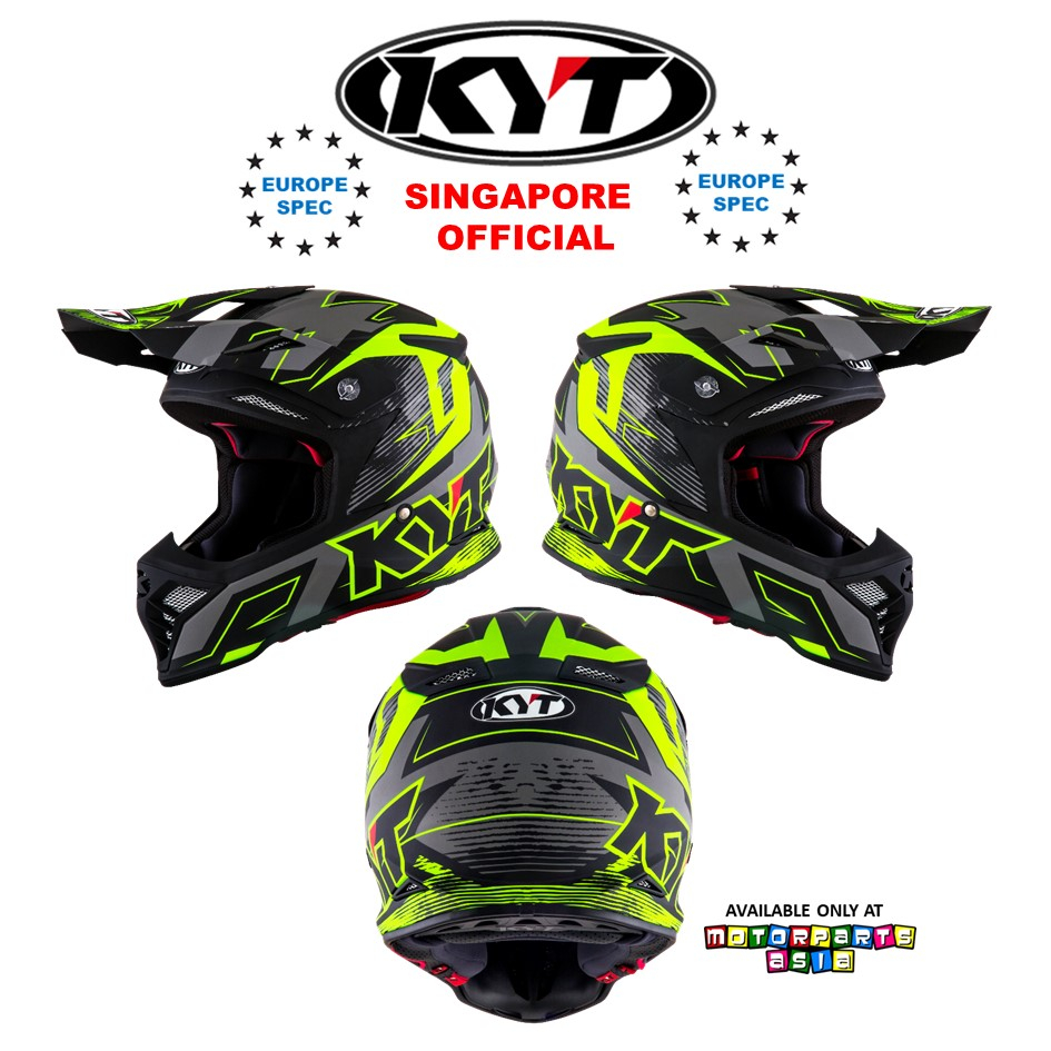 KYT SKYHAWK Digger Matt Black / Yellow MX Helmet | Shopee Singapore