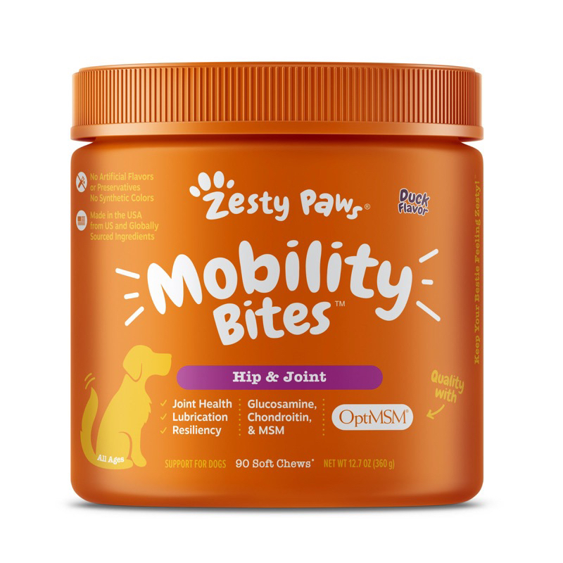 Zesty Paws Mobility Bites Duck Flavor Hip & Joint for Dogs (90ct ...