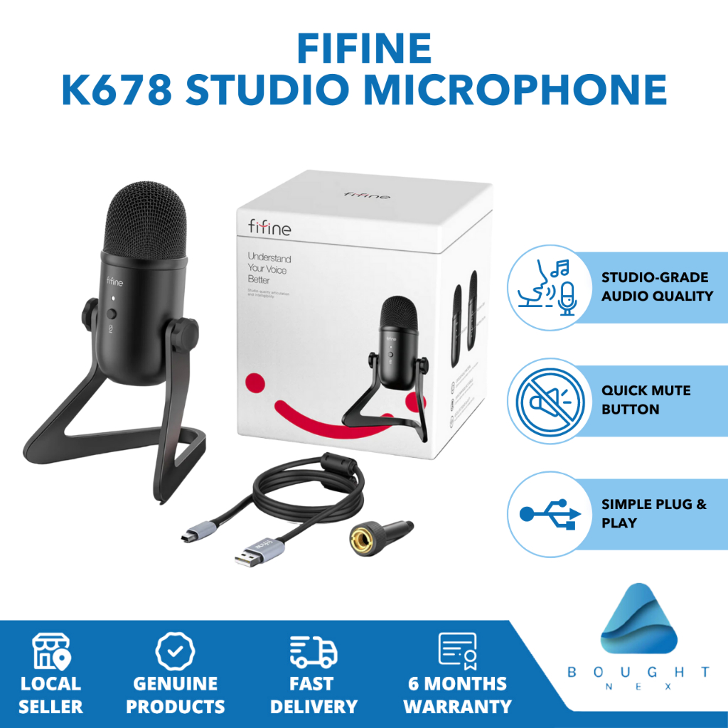 Fifine K678 USB Microphone - Cardioid Condenser, Mute Button, Gain Knob for Recording | Shopee ...