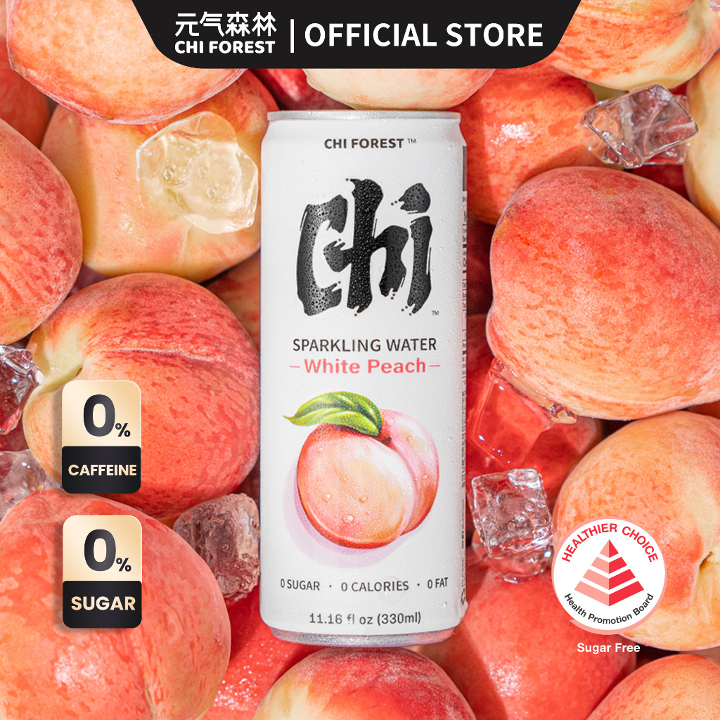 Chi Forest 元气森林 Sparkling Water Sugar Free Soda Drinks White Peach Cans ...
