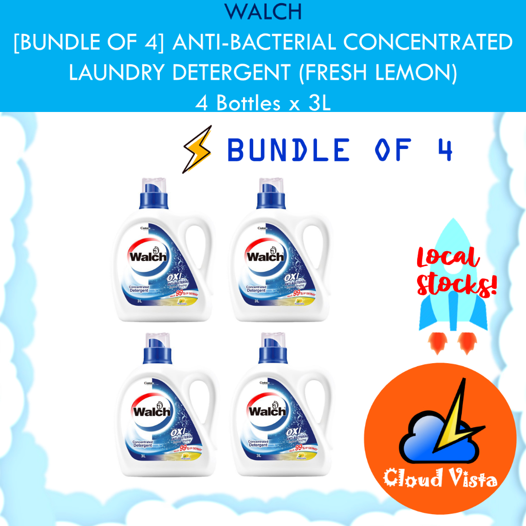 [Bundle of 4] Walch Anti-Bacterial Concentrated Laundry Detergent 3L ...