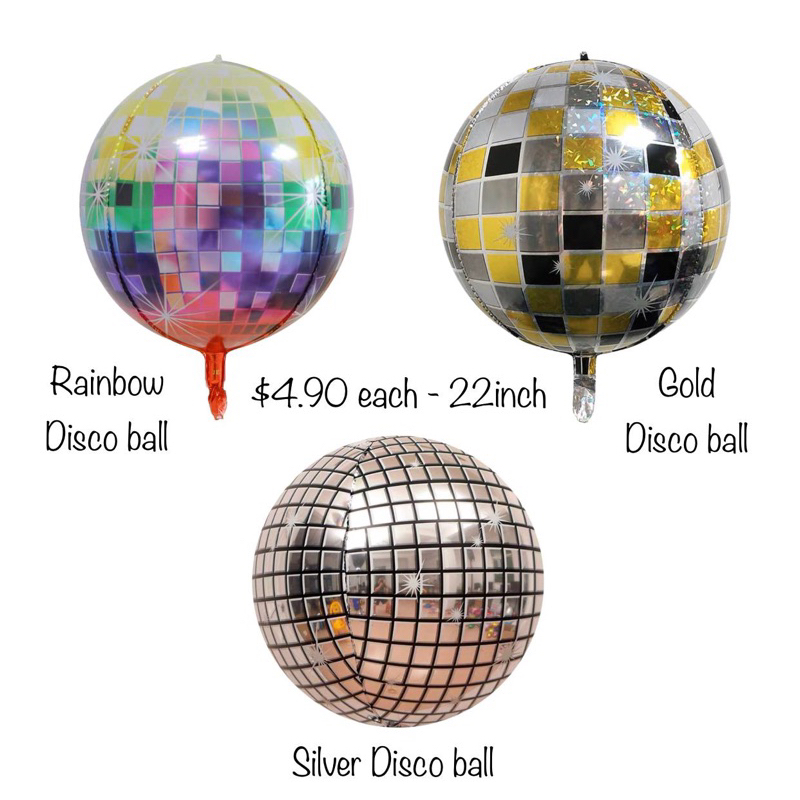 [SG Seller] 22 Inch Retro Disco Ball Foil Balloons / Rainbow Gold ...