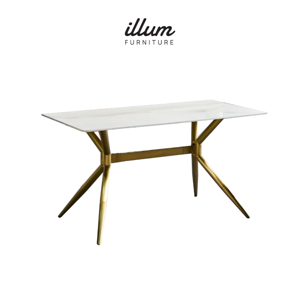illum Pedro Dining Table Gold Plated Steel Legs Modern Design | Shopee Singapore