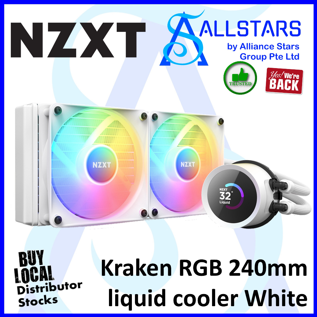 NZXT Kraken 240 RGB (LCD, White) / 1.54 inch LCD with NZXT CORE RGB (RL ...