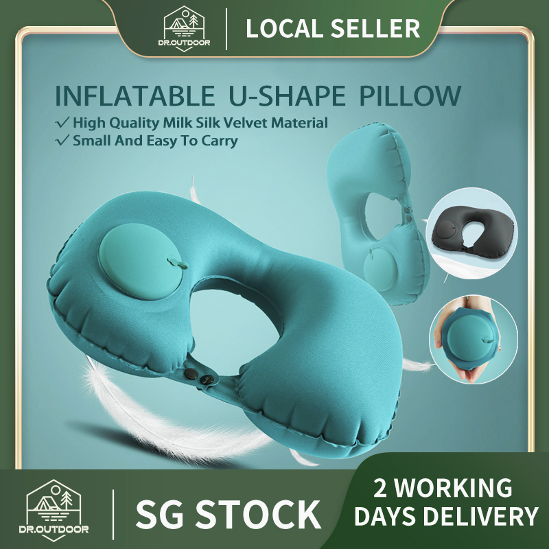 [SG STOCK]Travel Push Type Inflatable U-Shape Pillow Neck Support Air ...