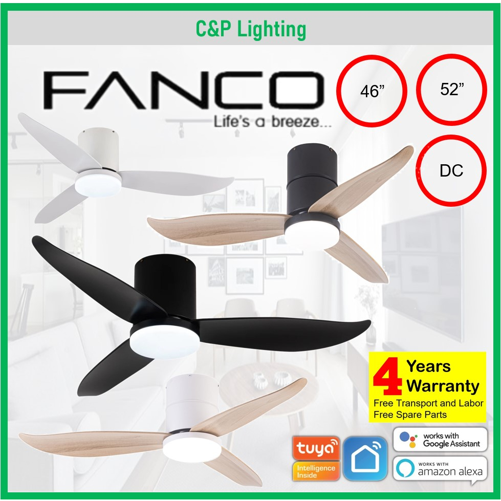 Fanco CO-Fan Rito 3 46" / 52" Smart Wifi 3 Blades DC Ceiling Fan with ...