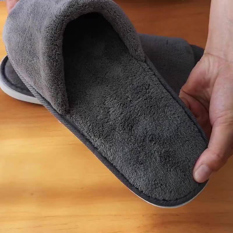 SG STOCK Hotel Slippers Thick-Soled Solid Color Coral Velvet Slippers ...