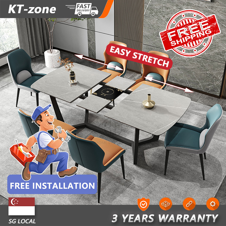KT-zone Extendable Dining Table Sintered Stone Nordic Dining Table Set ...