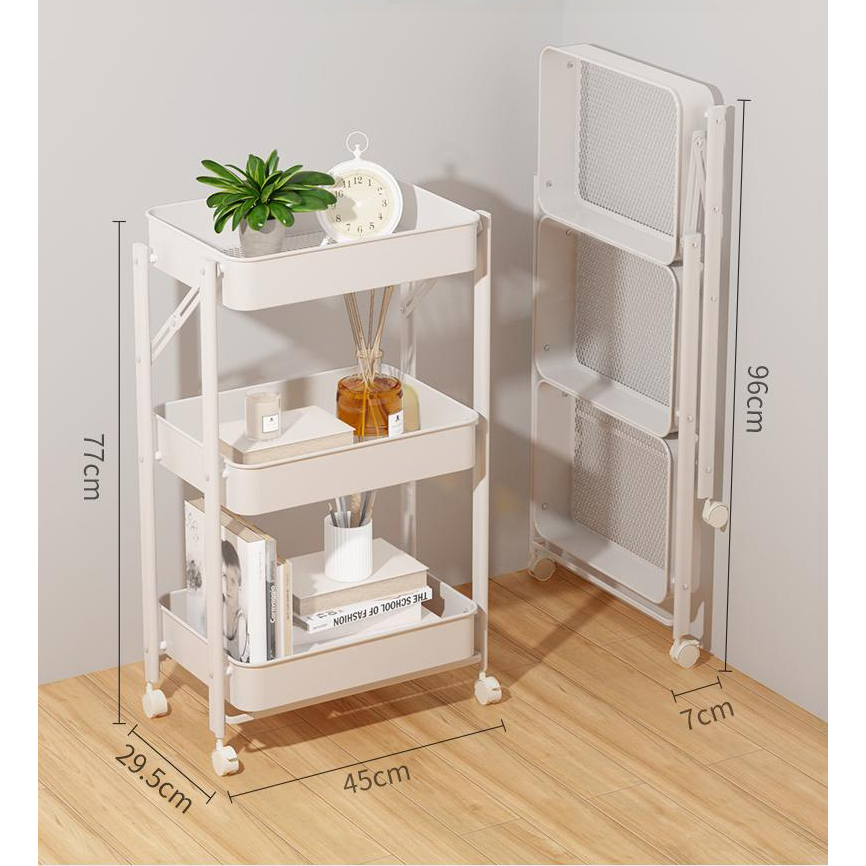 Installation-Free Folding Trolley Shelf Kitchen Bathroom Mobile Home ...