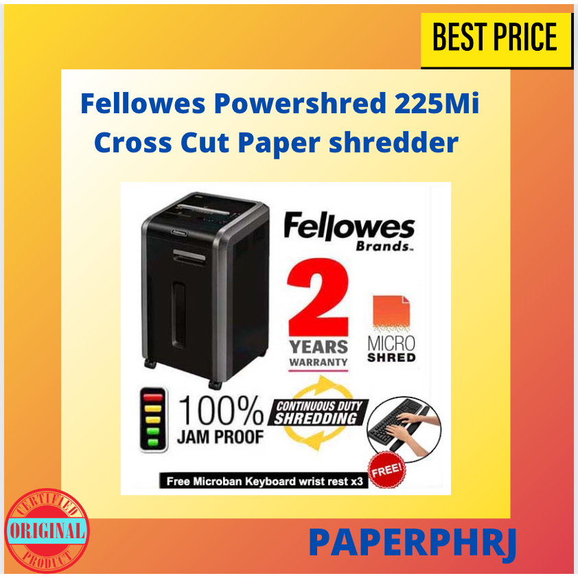 Fellowes Powershred 225Mi Cross Cut Paper shredder|100% Jamproof System ...