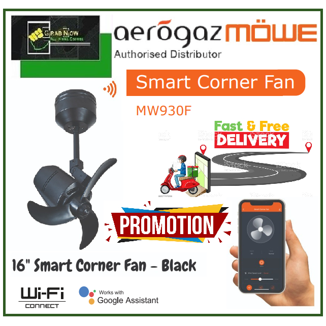 MOWE MW 930F SMART CORNER FAN ( BLACK ) | Shopee Singapore