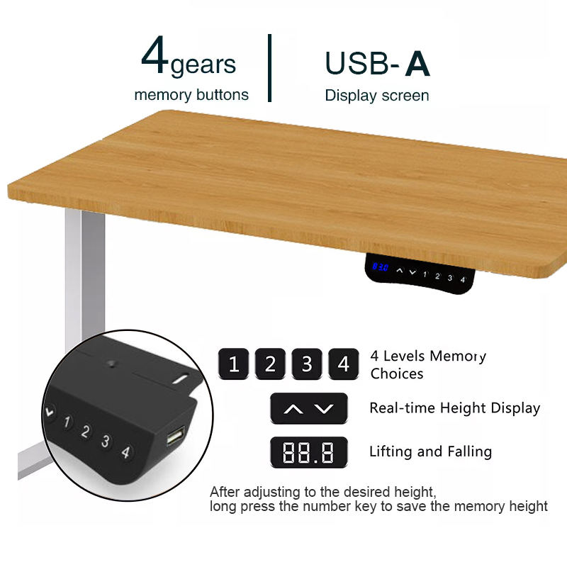 100cm Electric Height Adjustable Table USB Standing Desk With 4 Memory ...