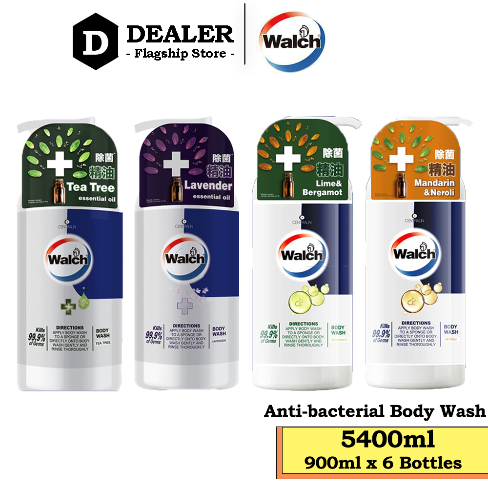 Walch® Anti-bacterial w/ Essential Oil Body Wash 900ml x 6 Bottles ...