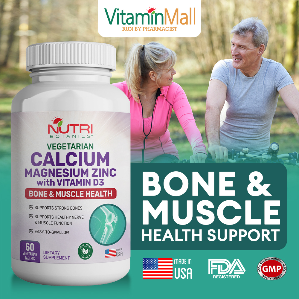 Nutri Botanics Calcium Magnesium Zinc Vitamin D3 - Calcium Supplement ...