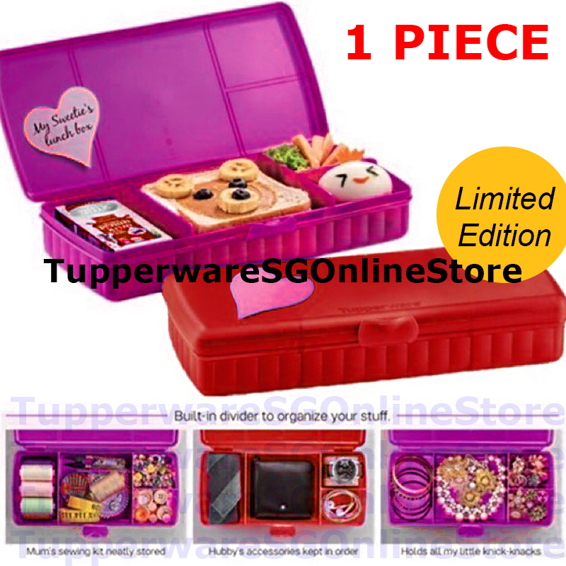 Tupperware Long Divided Sandwich Lunch Plus Accessory Make Up Organizer ...