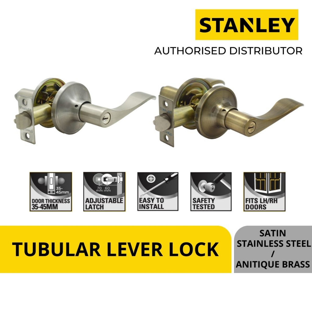 Stanley Tubular Lever Lock/ Backset 60/70mm Entrance/ Room Door Lock ...